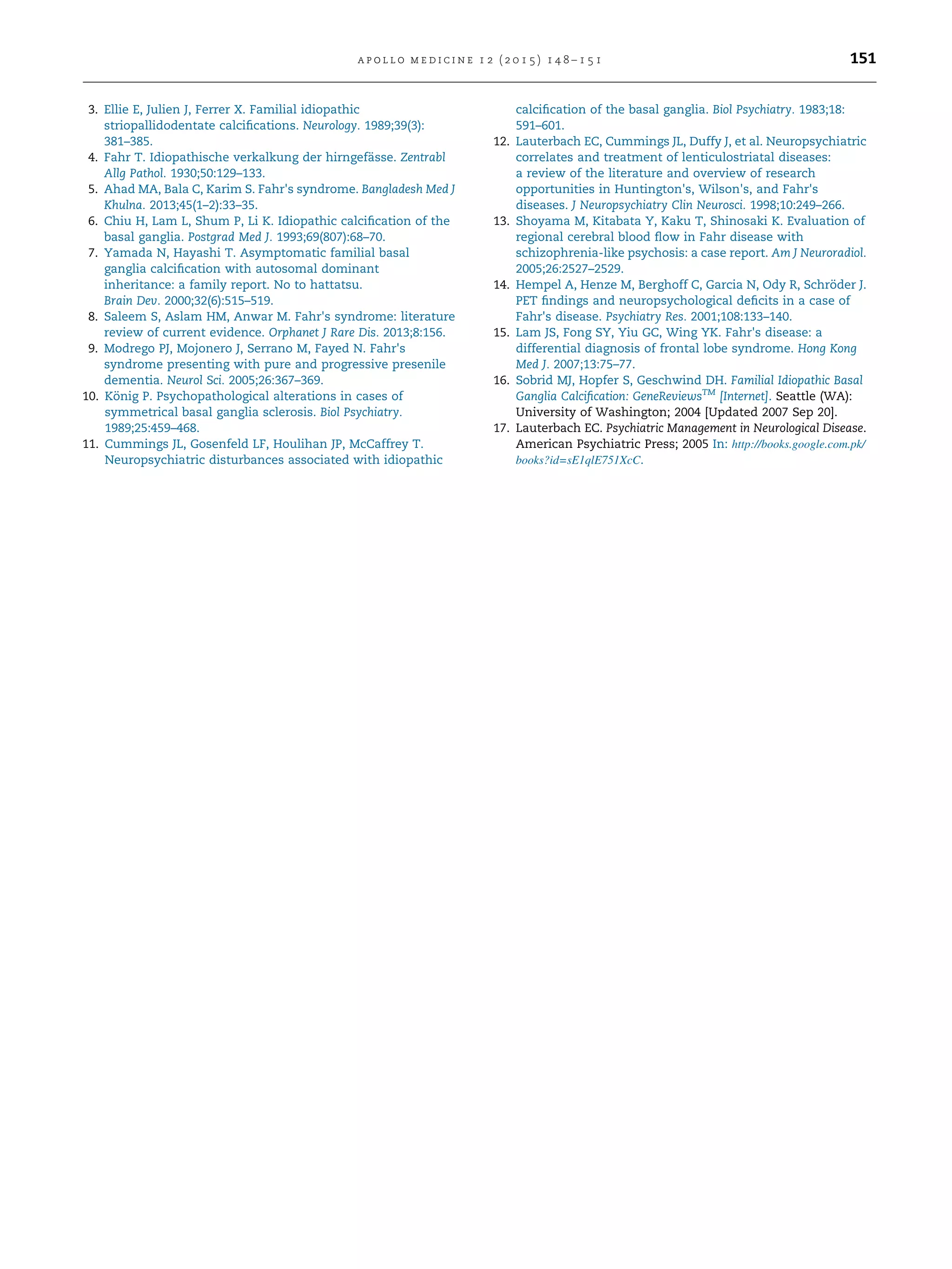 Fahr's disease: A rare neurological disease | PDF