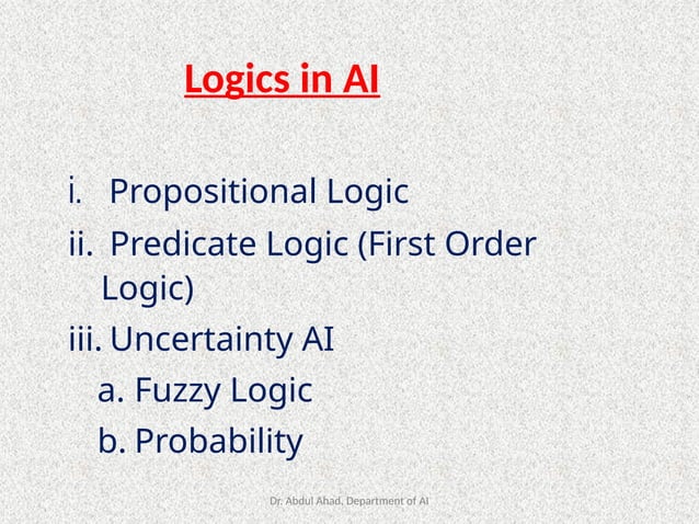 FAI - Unit 4 - Logic and Knowledges.pptx
