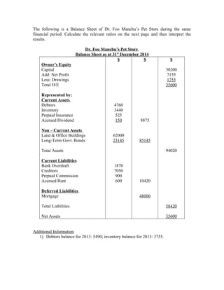 Financial Ratio Analysis Tutorial Exercise 1 | DOC