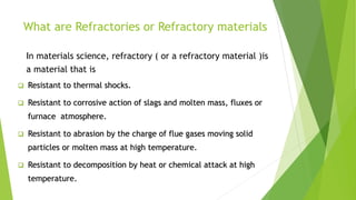 Presentation on refractory materials used in engineering | PDF