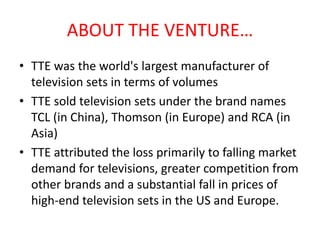 Failed business venture- TCL and Thomson | PPTX