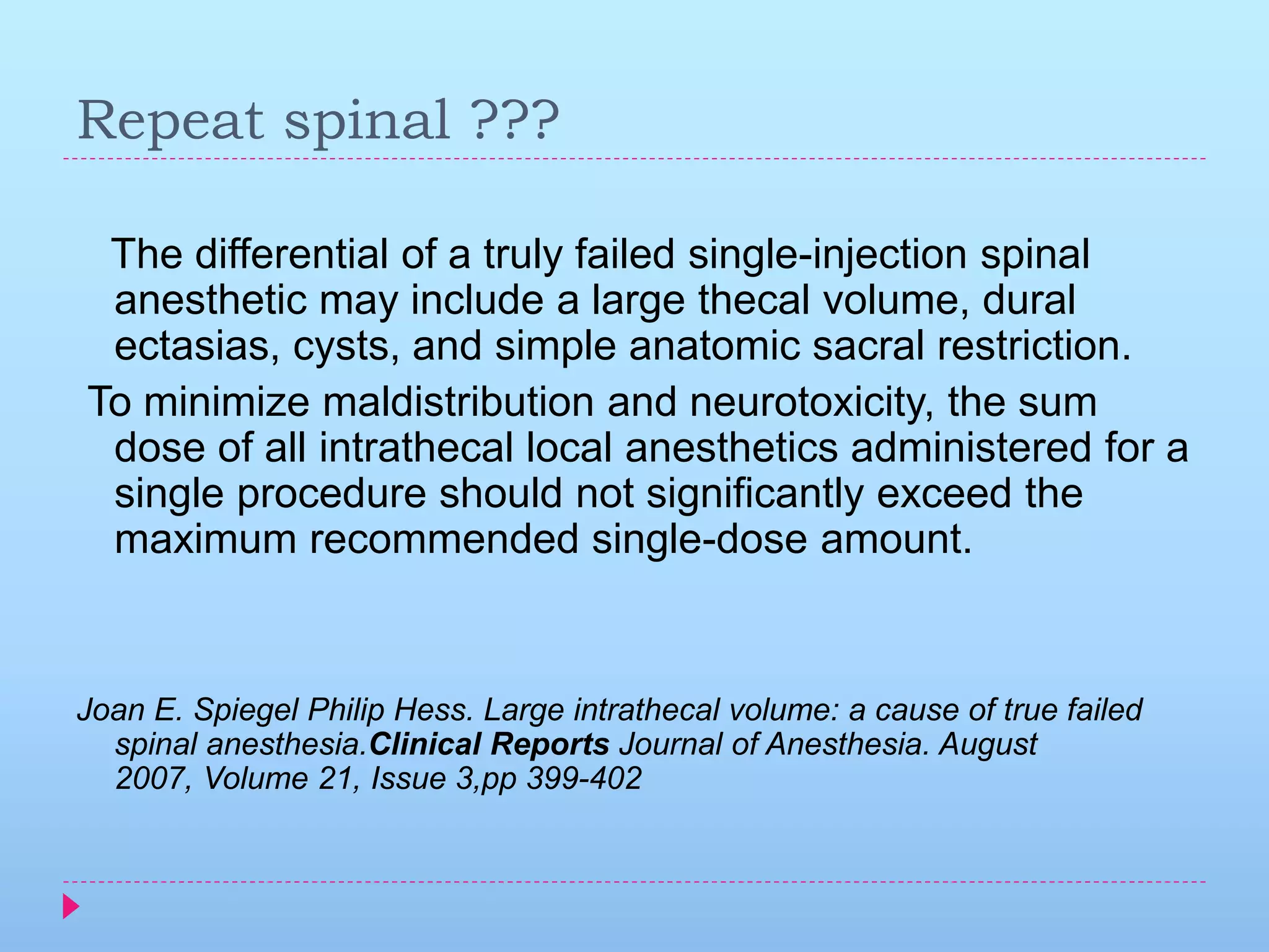 Failed spinal anaesthesia | PPTX