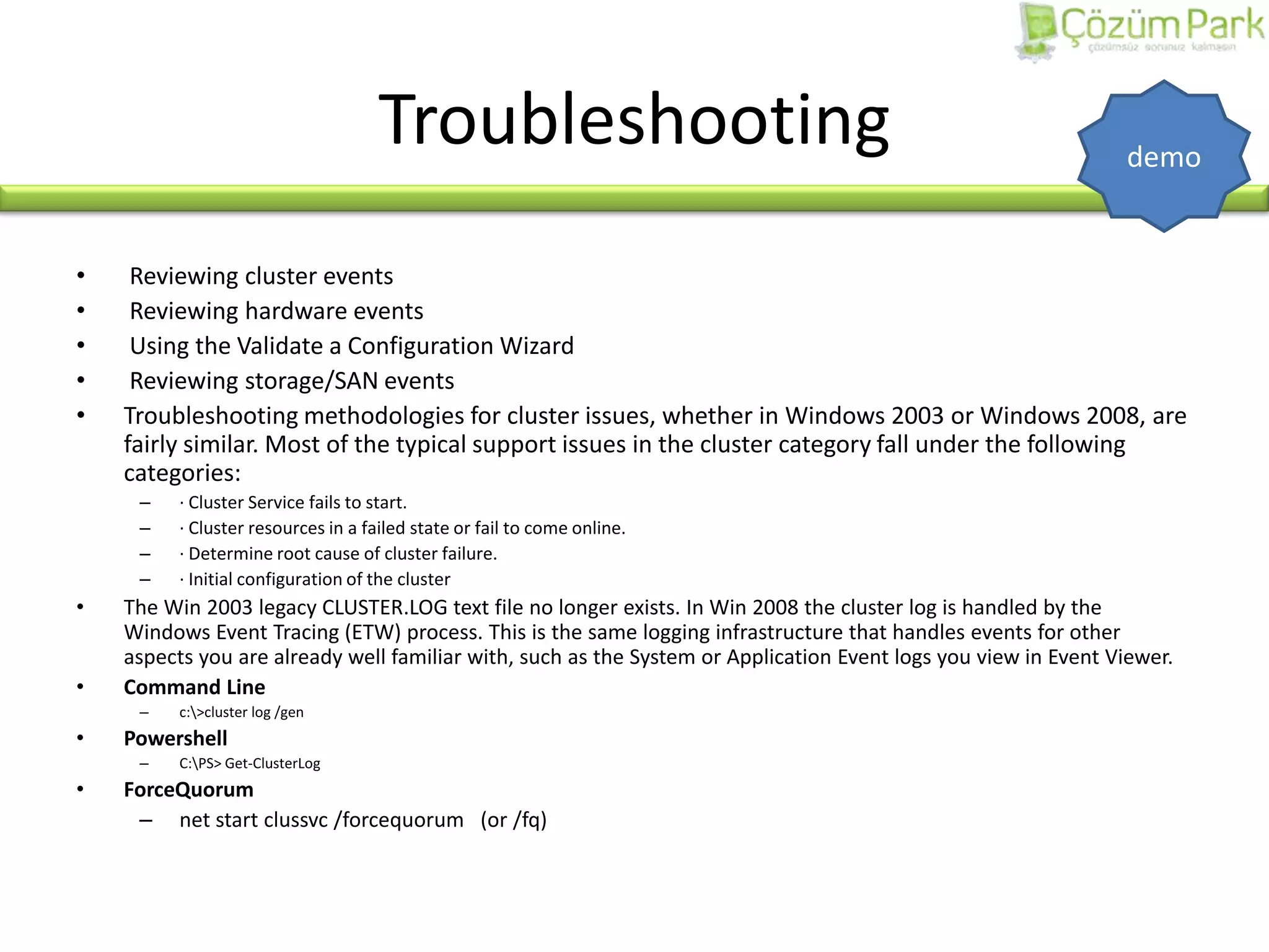 Webcast - Failover Cluster Architecture | PPTX