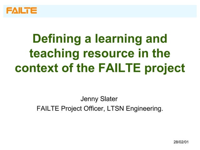 Failte learning objects: how they are defined | PPT