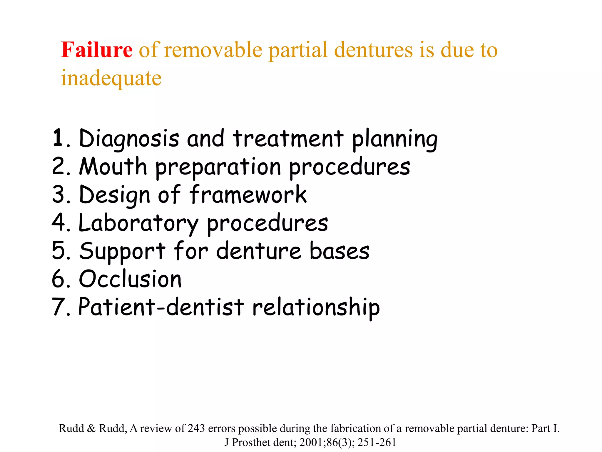 Failure in removable part denture my ppt | PPTX