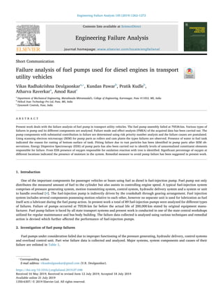 Failure analysis of fuel pumps used for diesel engines in transport ...