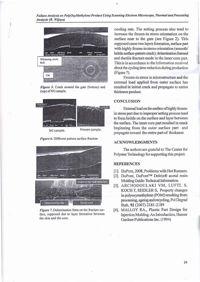 Failure analysis of polyoxymethylene product using scanning electron ...