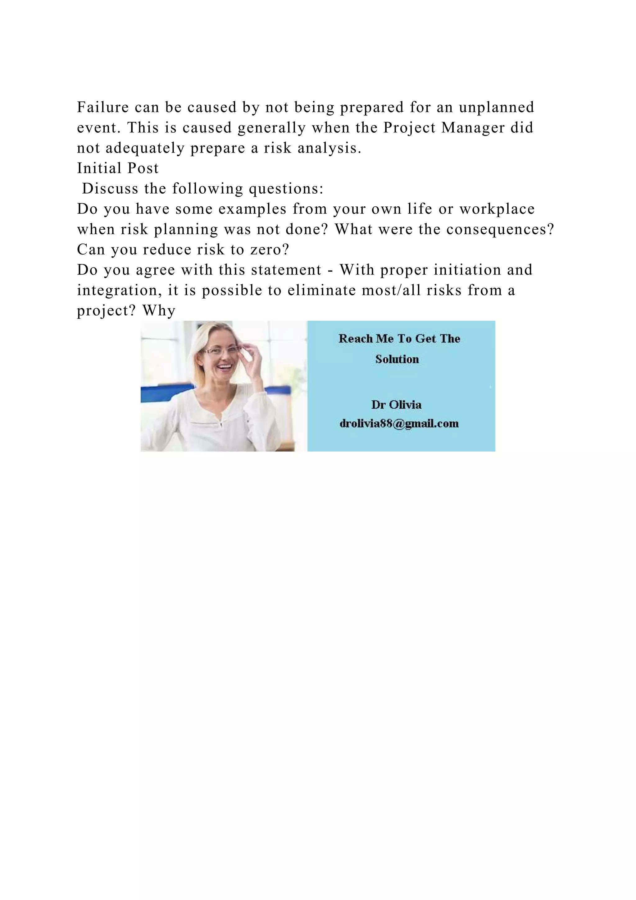 Failure can be caused by not being prepared for an unplanned event. .docx