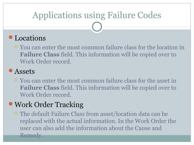 Failure Codes in IBM Maximo Asset Management | PPT