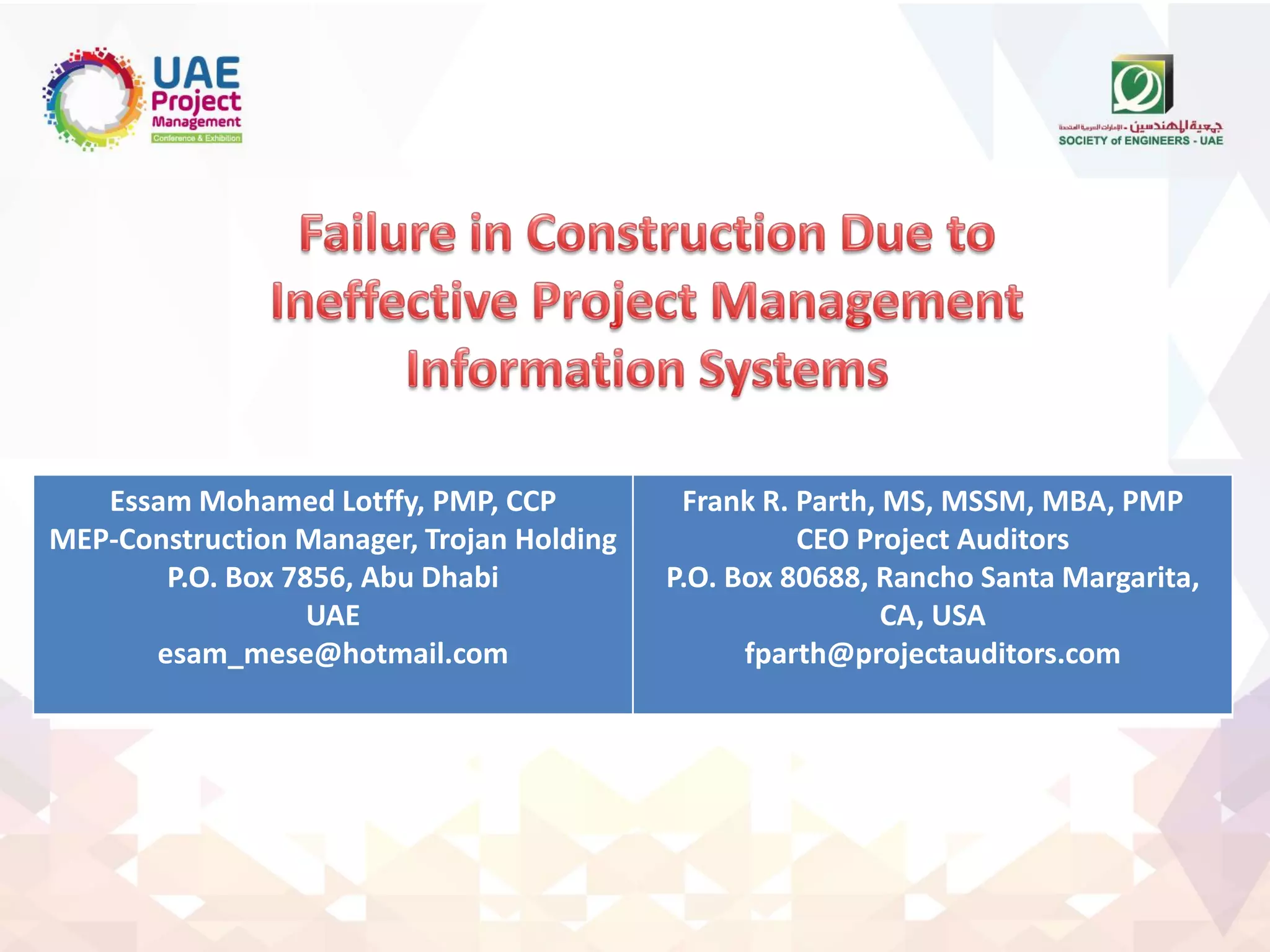 Failure in construction due to ineffective project management ...