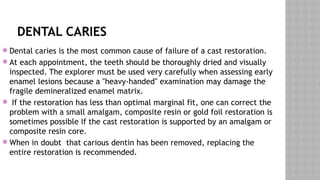 failure in fixed prosthodontics for prosthodontics | PPTX