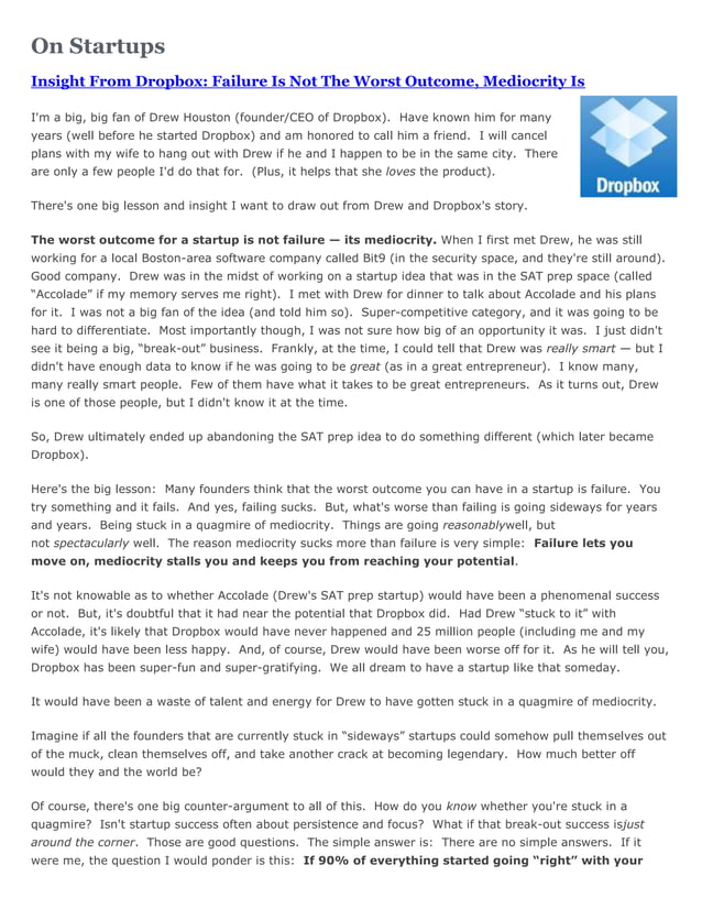 Failure is not the worst outcome, mediocrity is | PDF