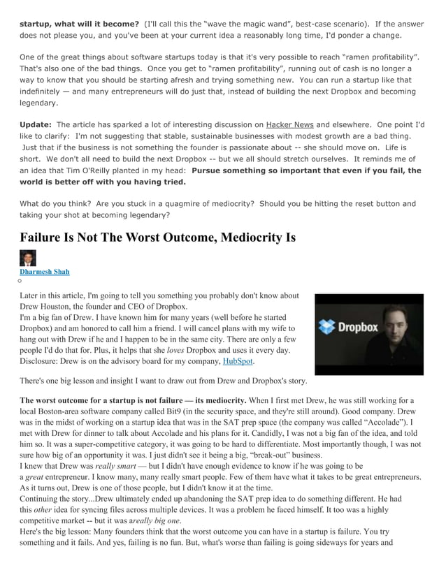 Failure is not the worst outcome, mediocrity is | PDF