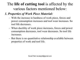 Failure of cutting tools and tool life | PPTX