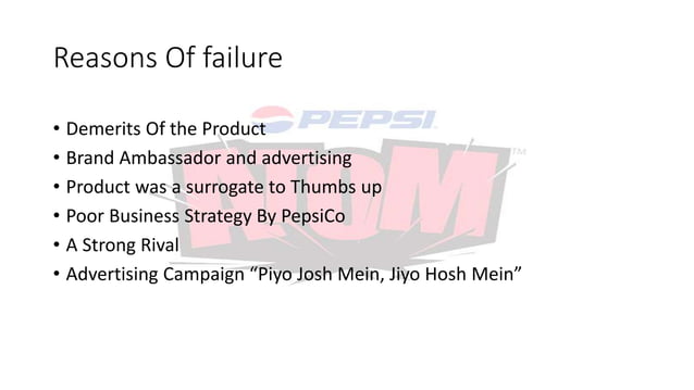Failure of pepsi atom in indian market | PPTX