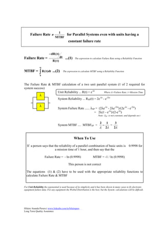 Failure rate not inverse of MTBF always | PDF