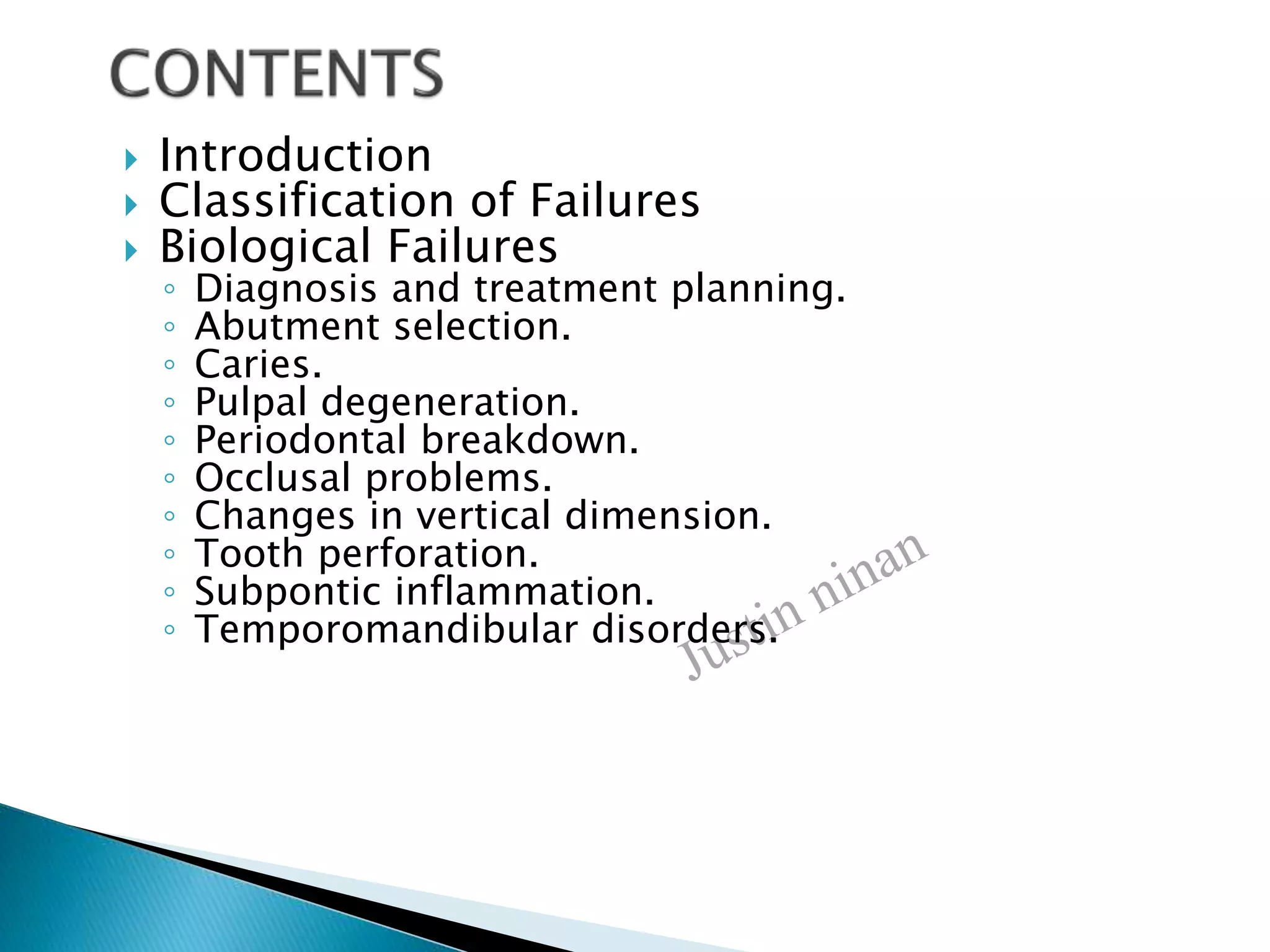 Failures in FPD Dr Justin Ninan, Malabar Dental College | PPT