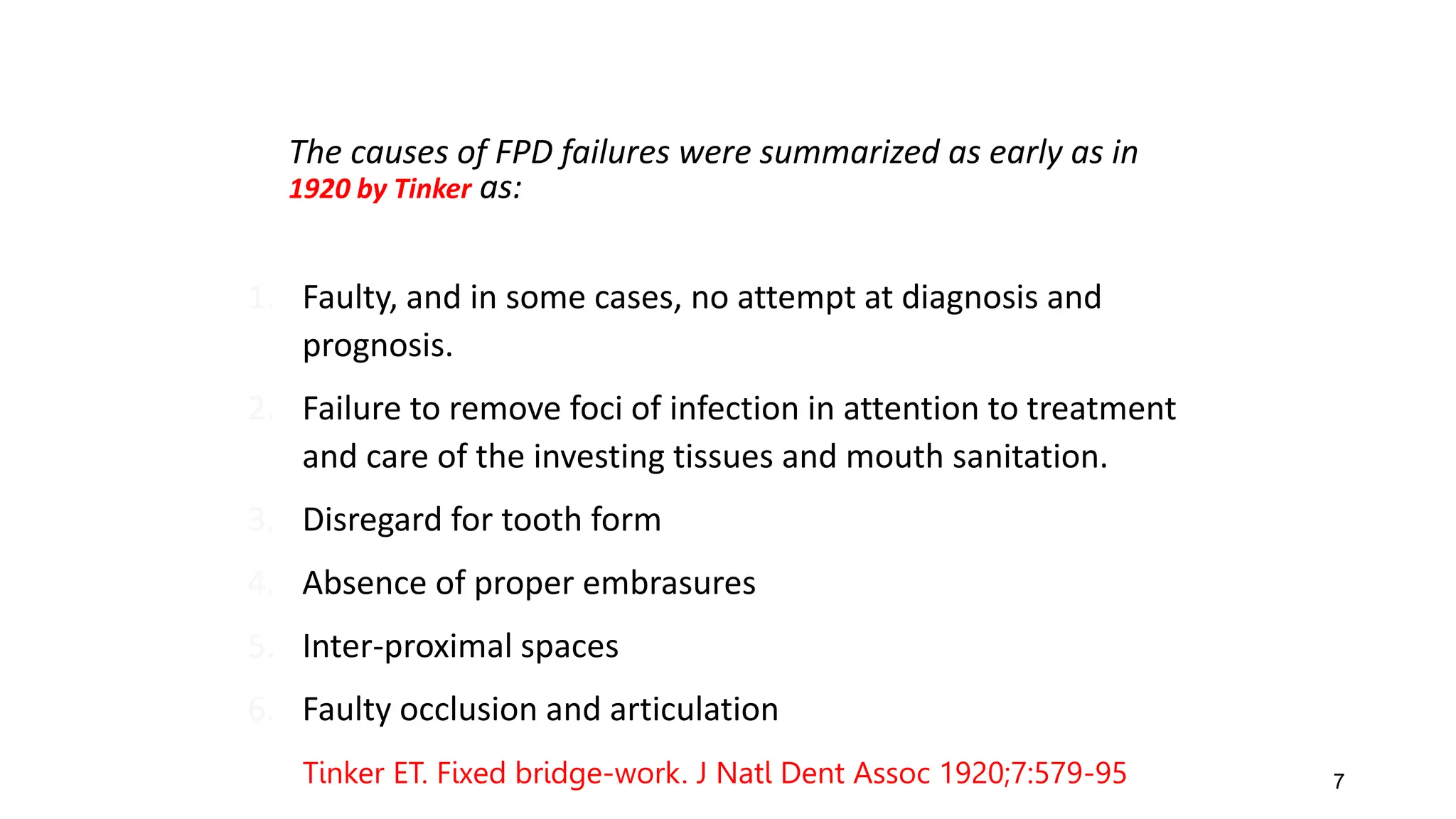 different failures in fixed partial denture | PPTX