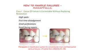 different failures in fixed partial denture | PPTX