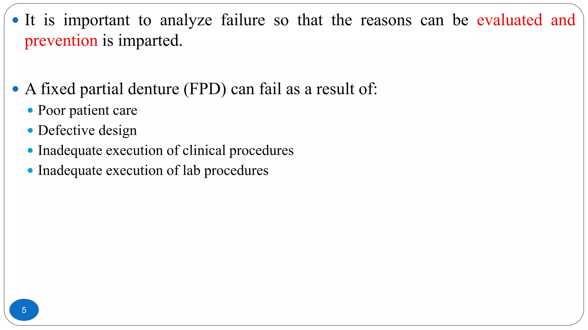 Failures in Fixed Partial Denture | PPTX