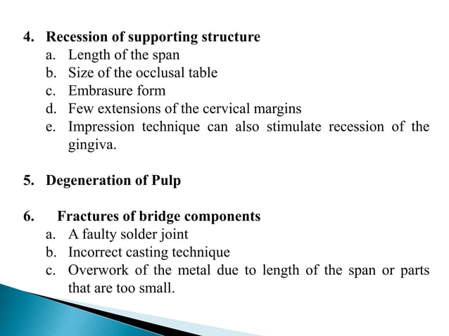 Failures in fpd | PPT | Dental Health | Diseases and Conditions