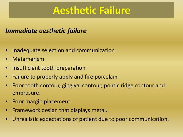Failures in FPD.pptx | Dental Health | Diseases and Conditions