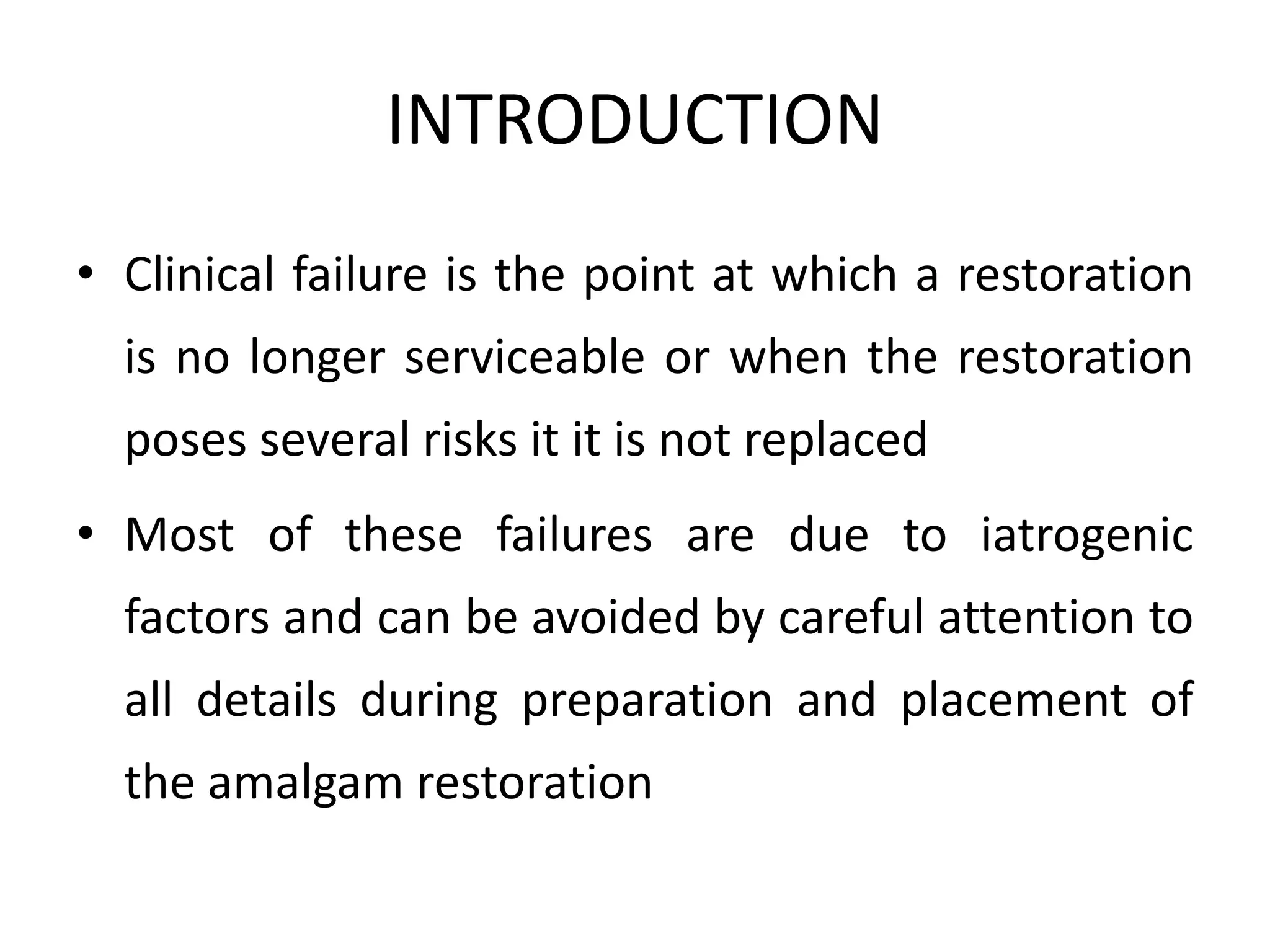 FAILURES OF AMALGAM RESTORATION | PPTX