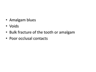 FAILURES OF AMALGAM RESTORATION | PPTX