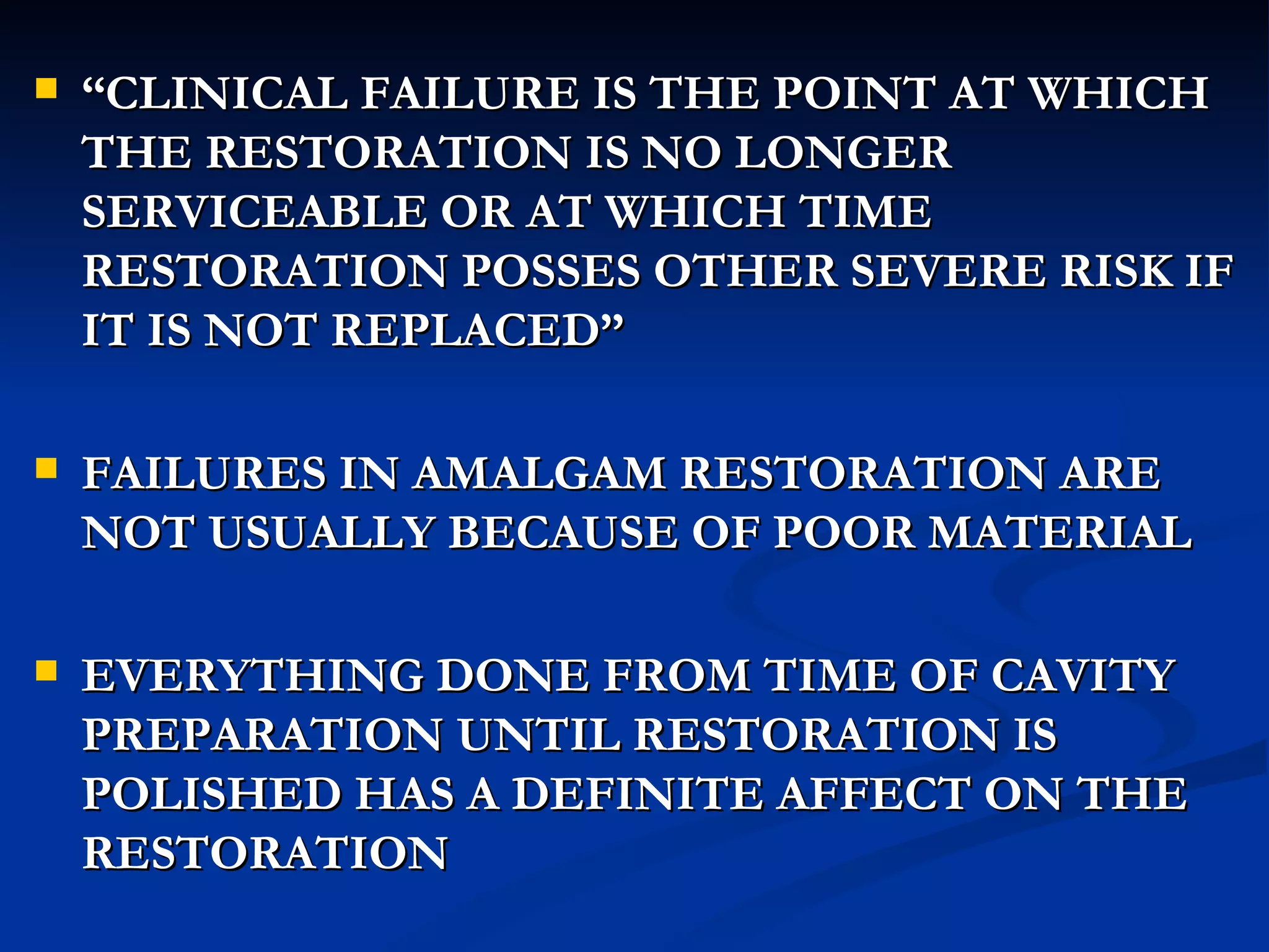 Failures Of Dental Amalgam | PPT