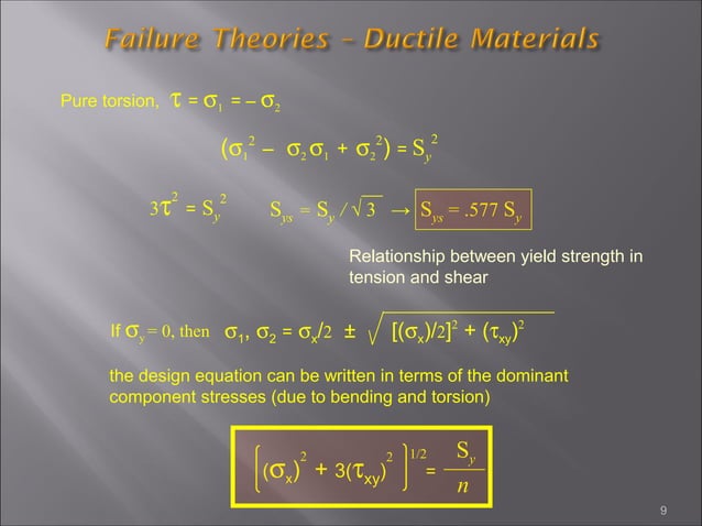 Failure Theories - Static Loads | PPT | Physics | Science