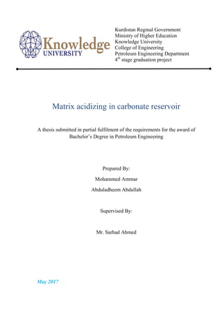 matrix acidizing in carbonate reservoir | PDF