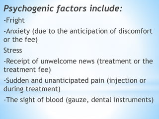 Fainting in dental clinic ppt | PPTX