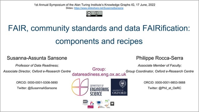 FAIR, community standards and data FAIRification: components and recipes | PPT