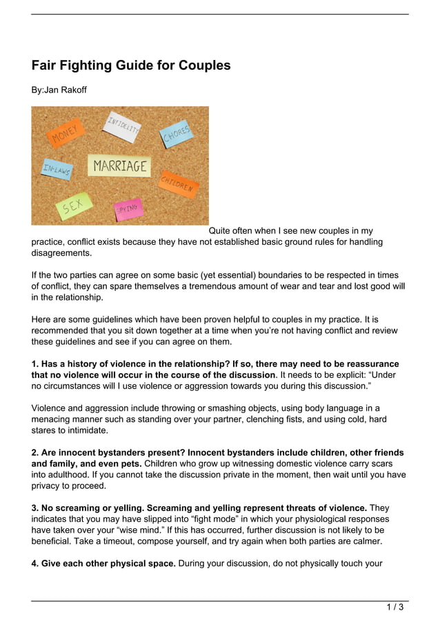 Fair Fighting Guide for Couples | PDF
