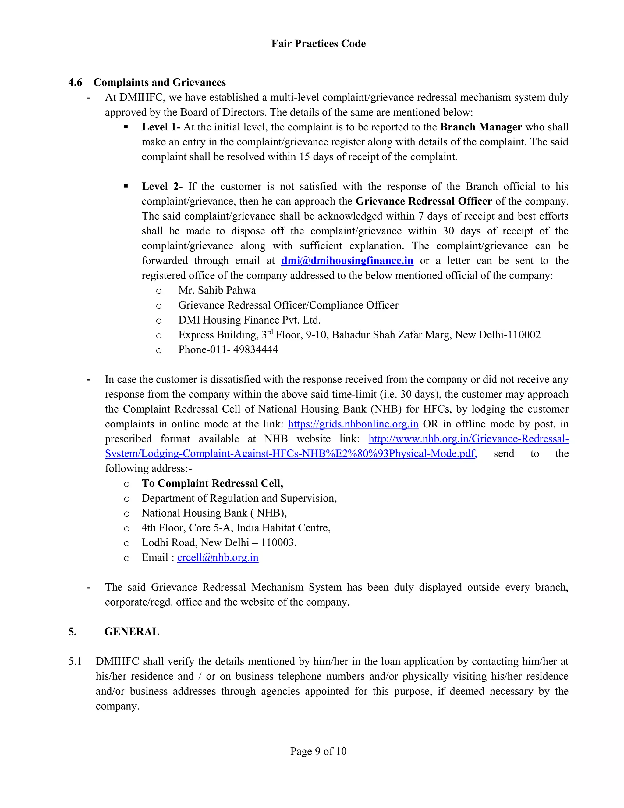 Fair practice code - DMI Housing Finance Pvt. Ltd. | PDF | Home ...