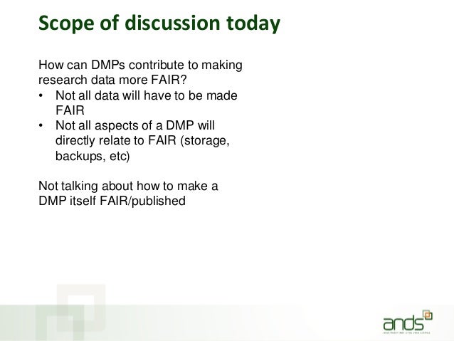 FAIR data principles and data management plans - 31 Oct 2017