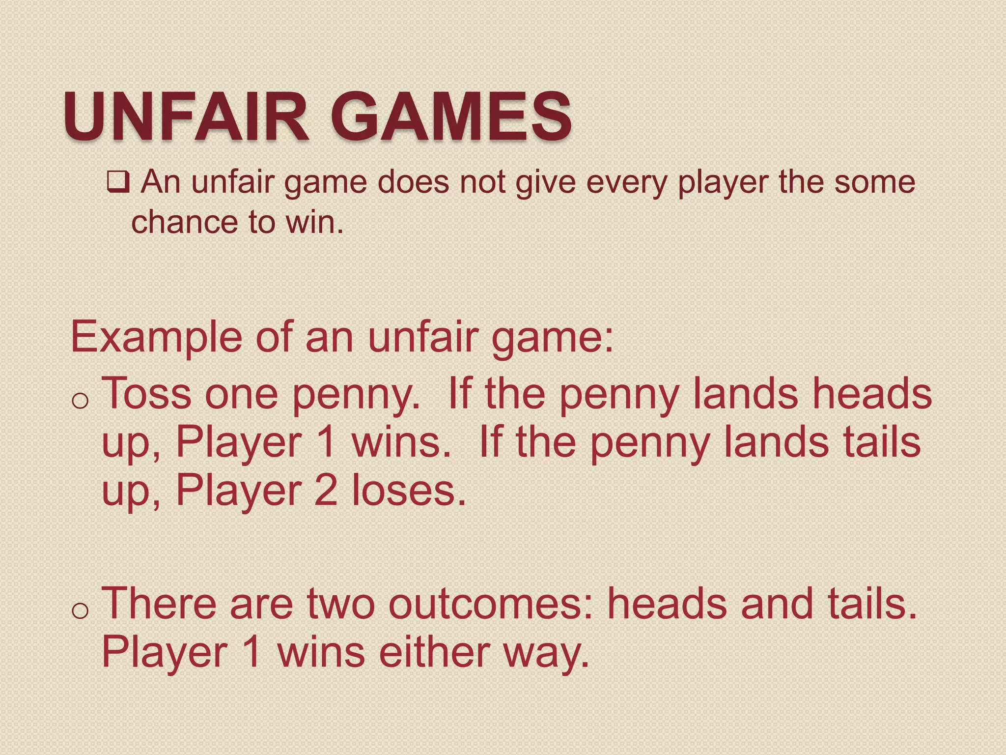 Fair and Unfair Games | PPTX