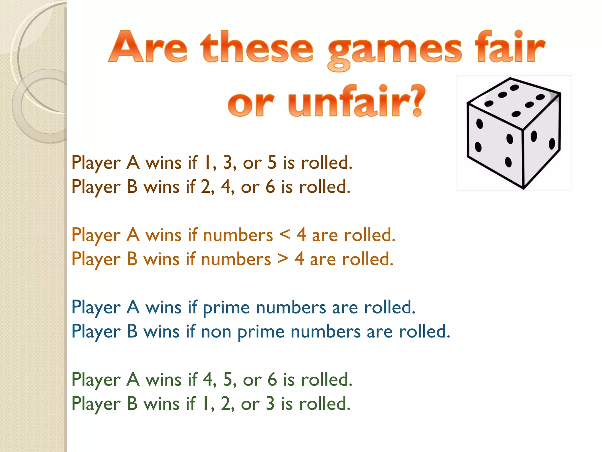 Fair and unfair games | PPT | Poker and Professional Gambling | Sports