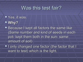 Fair and unfair tests | PPT