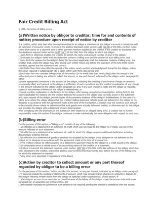 Fair Credit Billing Act | PDF