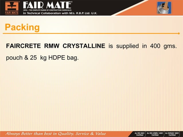 Faircrete rmw crystalline | PPT | Chemistry | Science