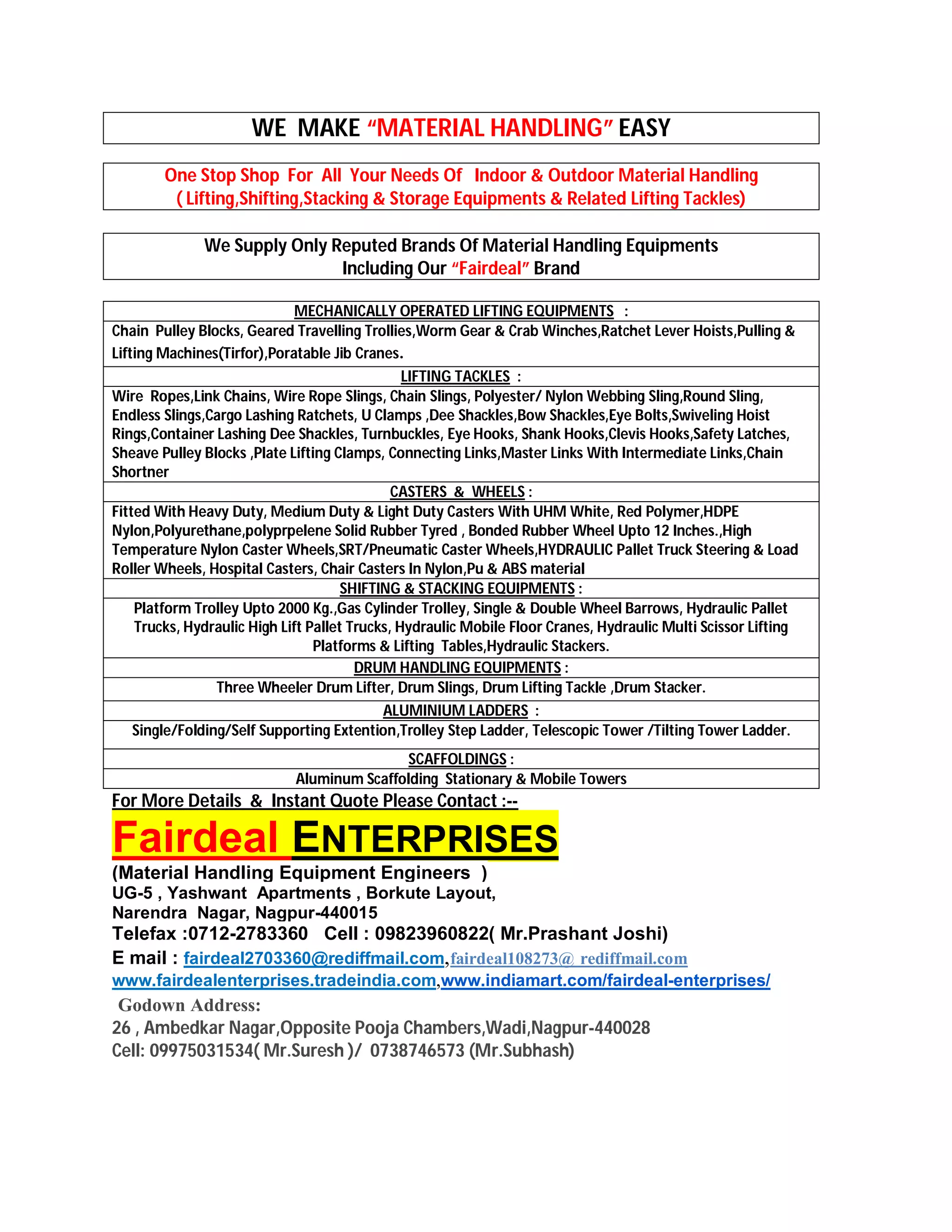 Fairdeal products _catalogue | PDF