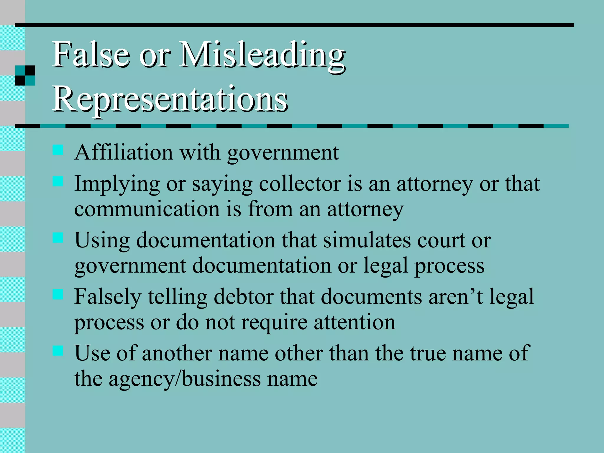Fair Debt Collections Practice Act | PPT
