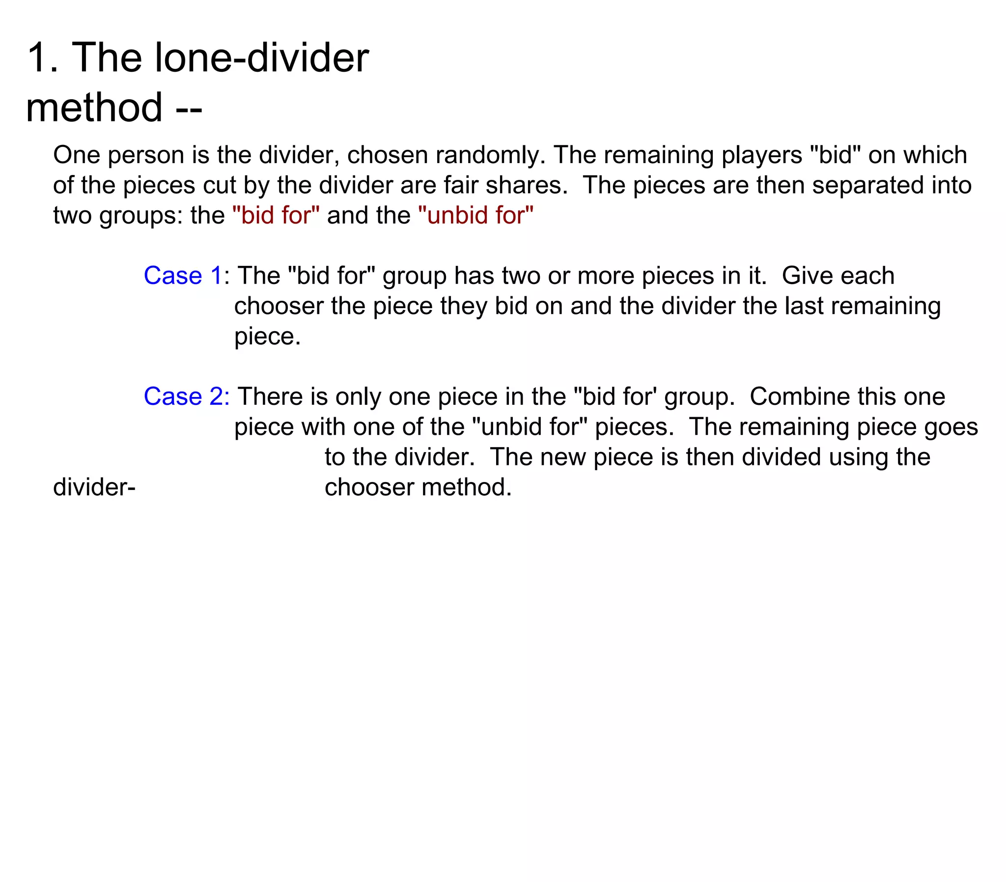 Fair division lone divider and chooser | PPT