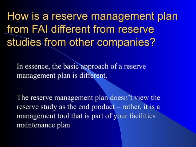 Reserve Management Plan | PPT
