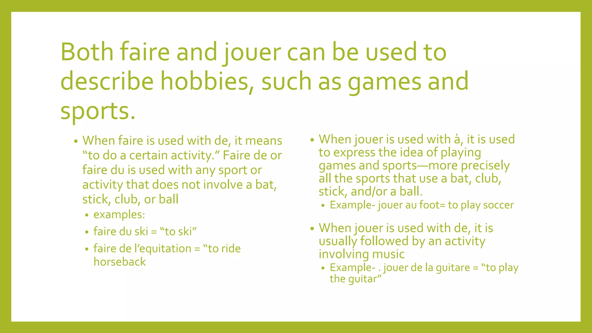 Faire vs jouer | PPTX
