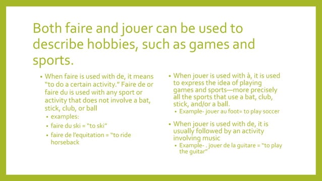 Faire vs jouer | PPTX