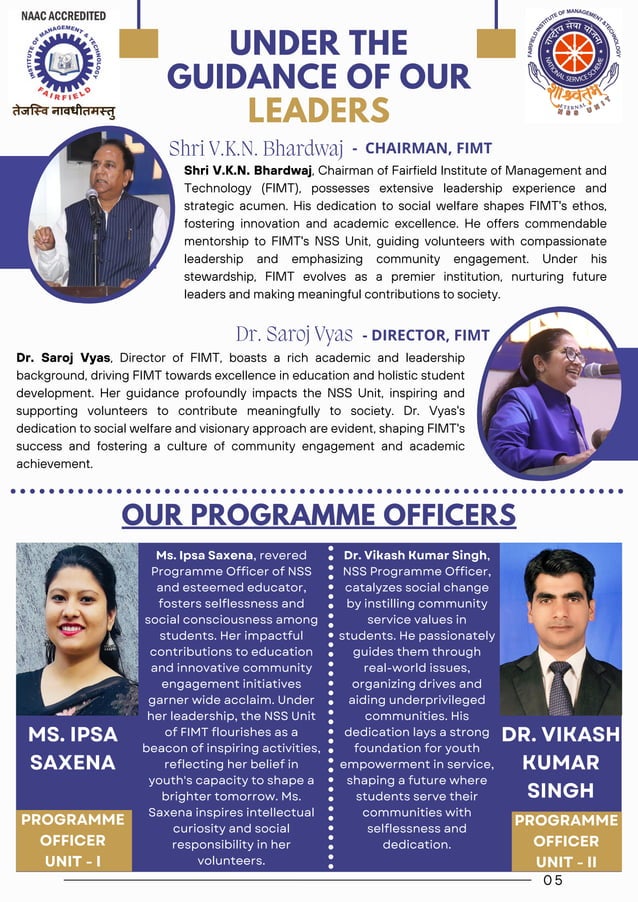 FAIRFIELD COLLEGE NSS UNIT BROCHURE.pdf | Non-Profit Organizations | Industries