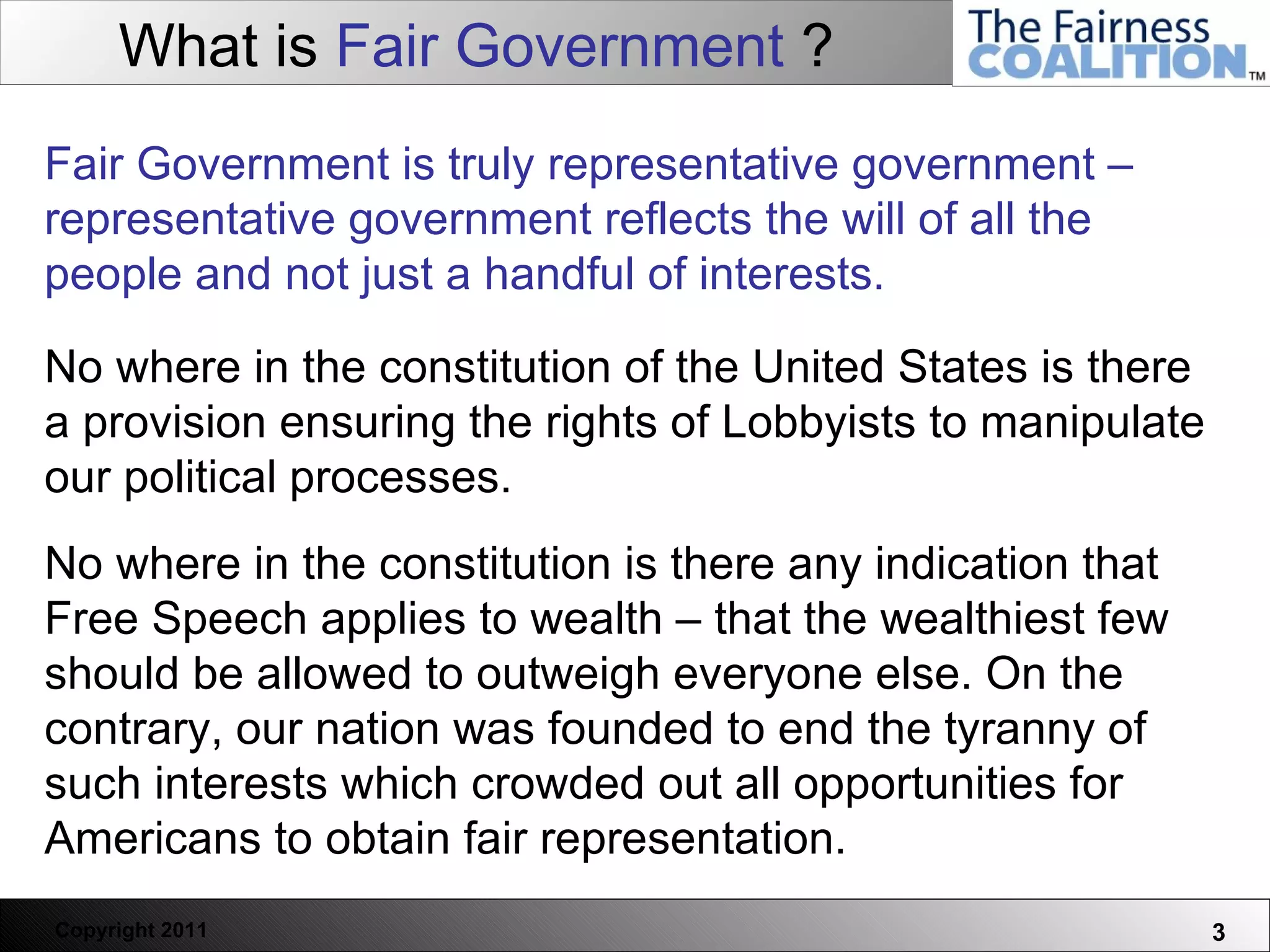 Fair Government | PPT | Political Issues & policy | Politics