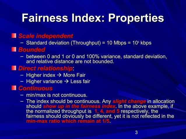 Fairness index | PPT | Computer Networking | Computing